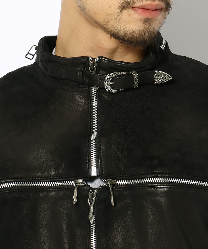 addictionシープスクラッチレザー光沢ライダースジャケット せこい addictionシープスクラッチレザー光沢ライダースジャケット せこい
