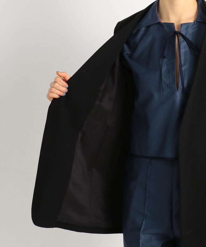 セール 40%OFF】コットンピケ ノーカラーロングジャケット セール 40%OFF】コットンピケ ノーカラーロングジャケット