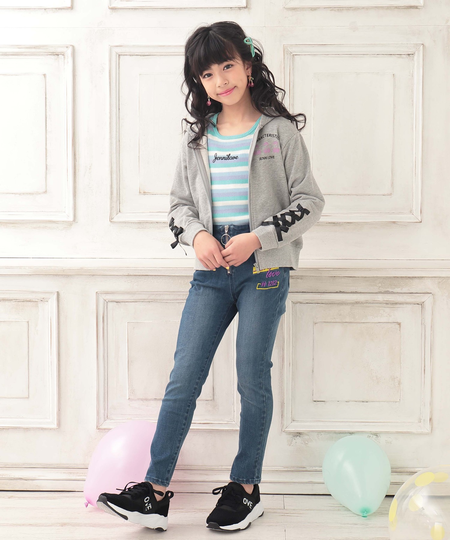 ジェニィラブ JENNI love 袖レースアップZIPパーカー(502954085 ジェニィラブ JENNI love 袖レースアップZIPパーカー(502954085