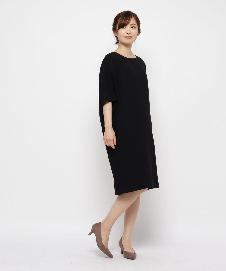 セール 50%OFF】☆ラウンドネックコクーン5分袖ワンピース セール 50%OFF】☆ラウンドネックコクーン5分袖ワンピース
