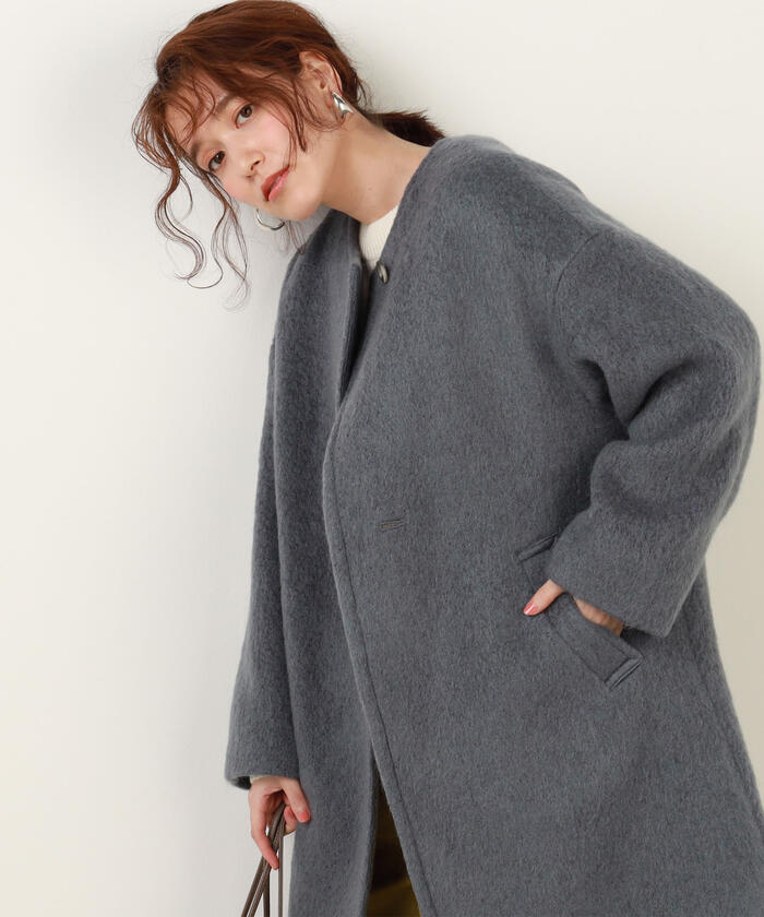 セール】◇【WEB限定カラーあり】モヘアシャギーノーカラー セール】◇【WEB限定カラーあり】モヘアシャギーノーカラー