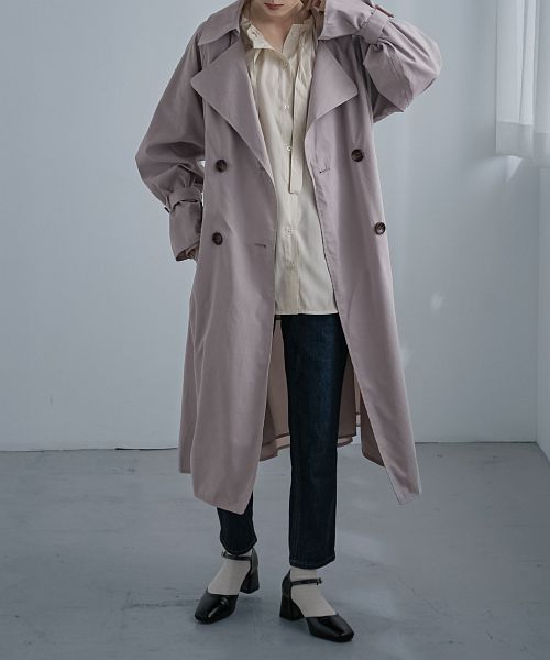 後ろ姿まで洒落るバックシフォンロング丈トレンチコート 後ろ姿まで洒落るバックシフォンロング丈トレンチコート