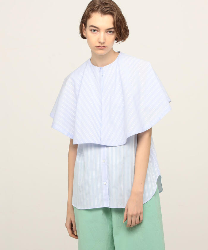セール 40%OFF】コットン ケープカラーブラウス(504776985 セール 40%OFF】コットン ケープカラーブラウス(504776985