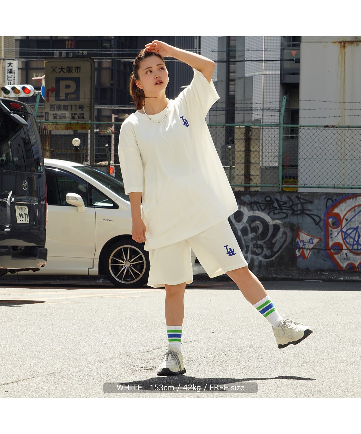 ワンフォークロージング 1111clothing LA スウェット ショート ワンフォークロージング 1111clothing LA スウェット ショート