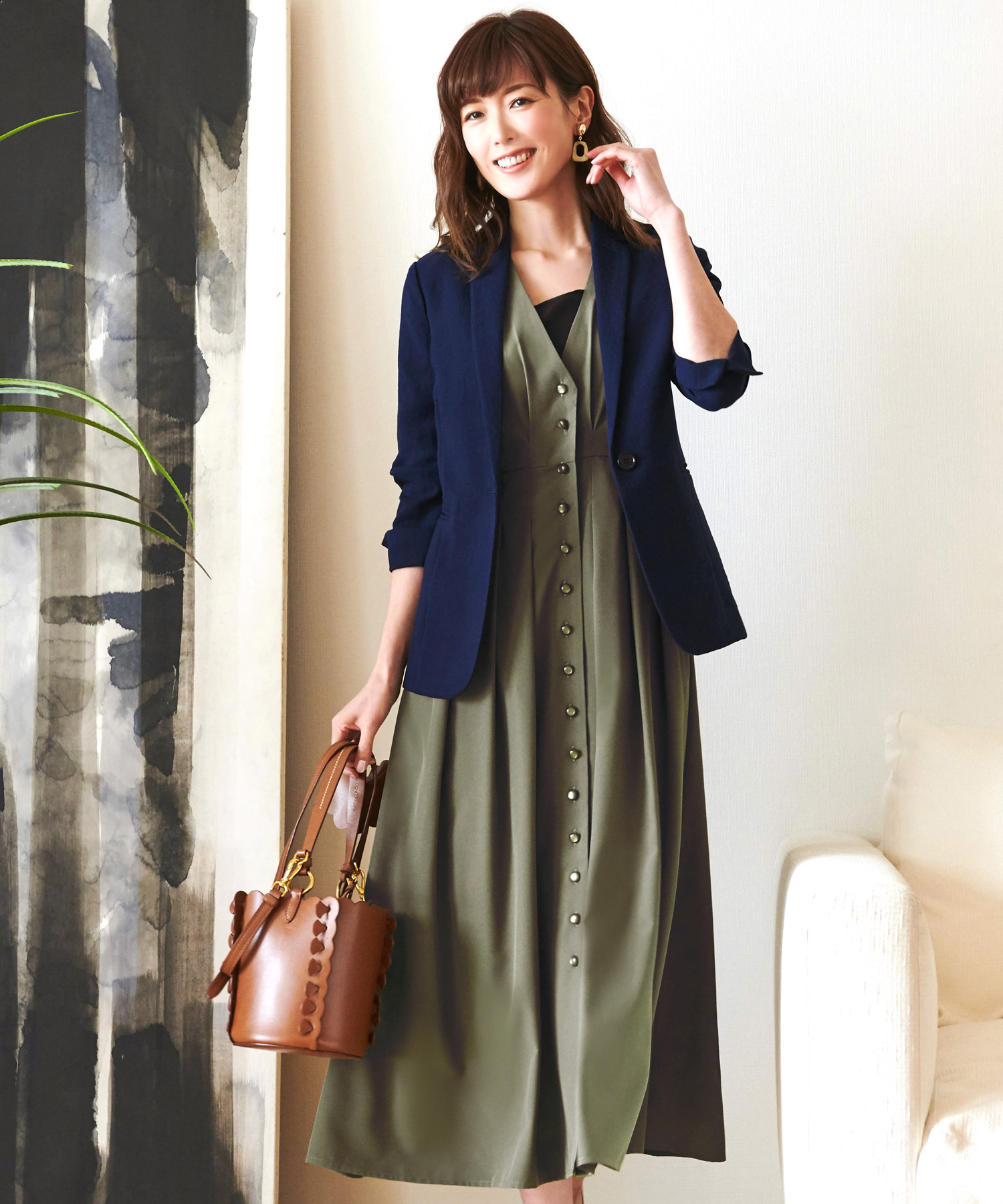 セール15%OFF】2wayフロントボタンタックワンピース(505167677 セール15%OFF】2wayフロントボタンタックワンピース(505167677