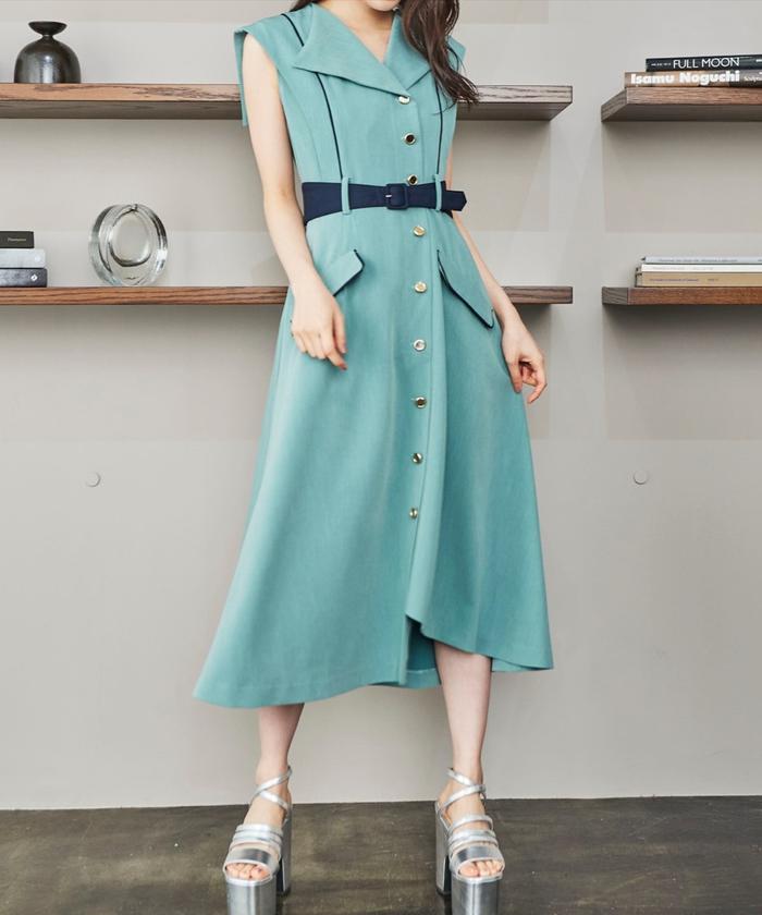セール 30%OFF】バックセーラーカラーノースリーブワンピース セール 30%OFF】バックセーラーカラーノースリーブワンピース