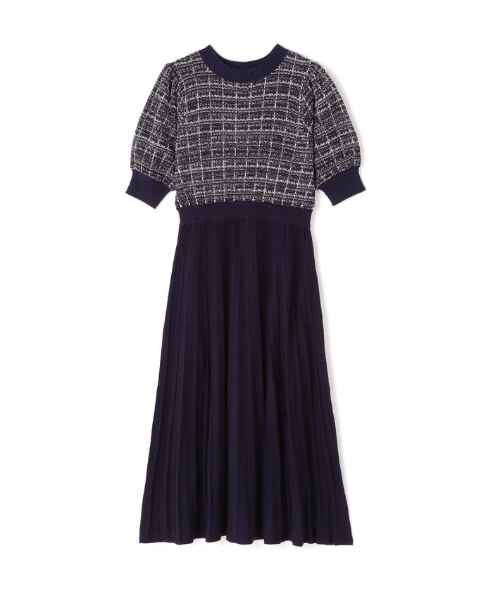 セール 30%OFF】ツイードニットワンピース23AW(505397486 セール 30%OFF】ツイードニットワンピース23AW(505397486