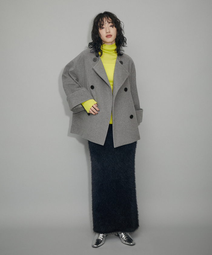 セール】【WEB限定】ワイドスリーブノーカラーショートコート セール】【WEB限定】ワイドスリーブノーカラーショートコート