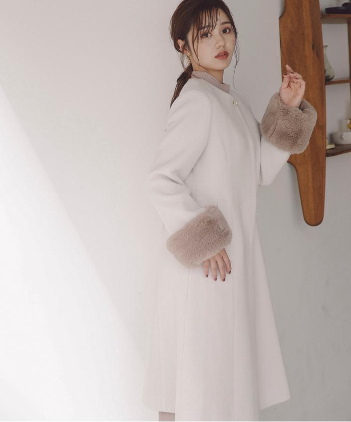 セール 30%OFF】フェイクファー取外しコート/23AW(505451819 セール 30%OFF】フェイクファー取外しコート/23AW(505451819