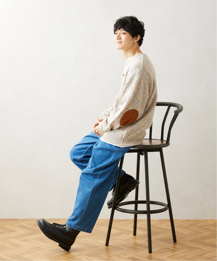 セール 20%OFF】CALIFORNIA エルボーパッチ ヘンリーネック セール 20%OFF】CALIFORNIA エルボーパッチ ヘンリーネック