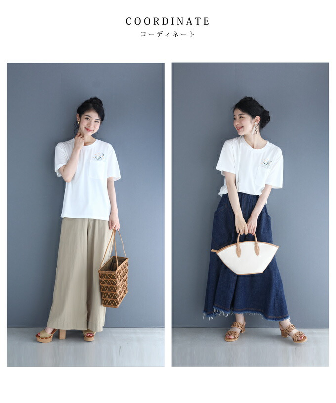 カワイイ CAWAII ポケットから覗くマーガレット刺繍Tシャツ カワイイ CAWAII ポケットから覗くマーガレット刺繍Tシャツ