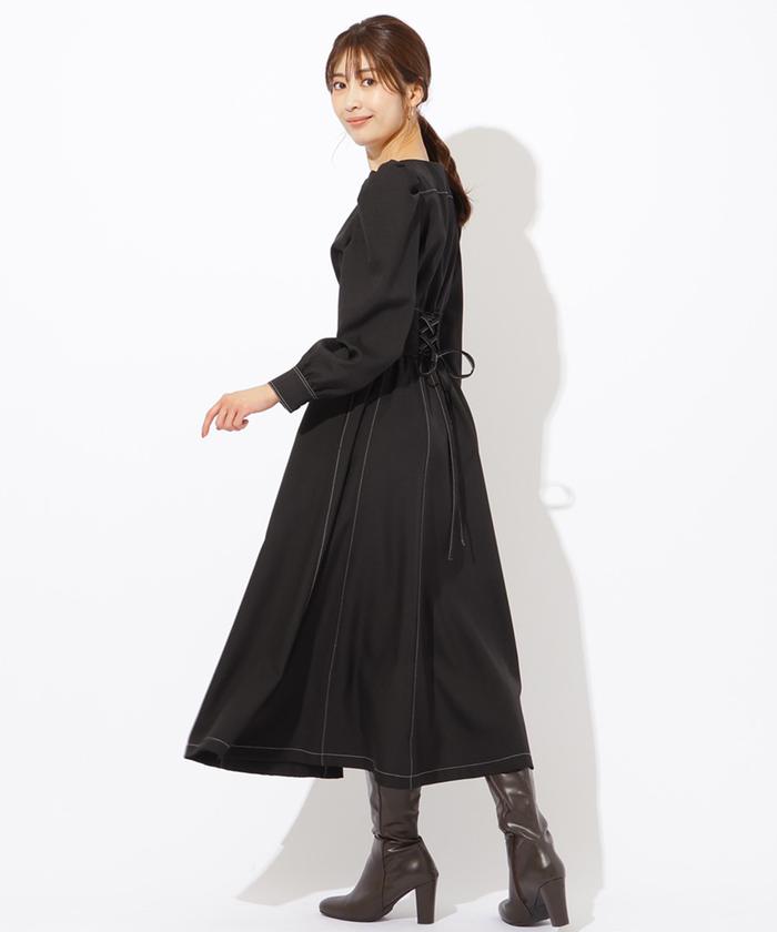 セール 50%OFF】ウエストリブセンターZIPワンピース(505745899 セール 50%OFF】ウエストリブセンターZIPワンピース(505745899