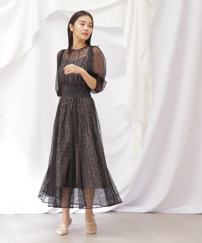 セール 30%OFF】スパンコールレースボリュームスリーブ セール 30%OFF】スパンコールレースボリュームスリーブ