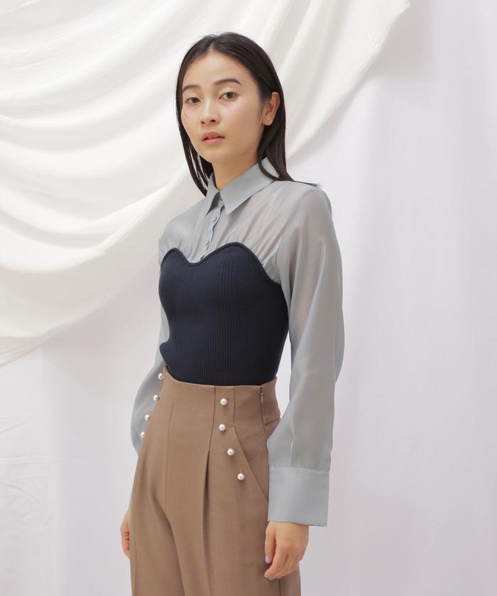 セール 30%OFF】◇シャツドッキングニットトップス(505844838 セール 30%OFF】◇シャツドッキングニットトップス(505844838
