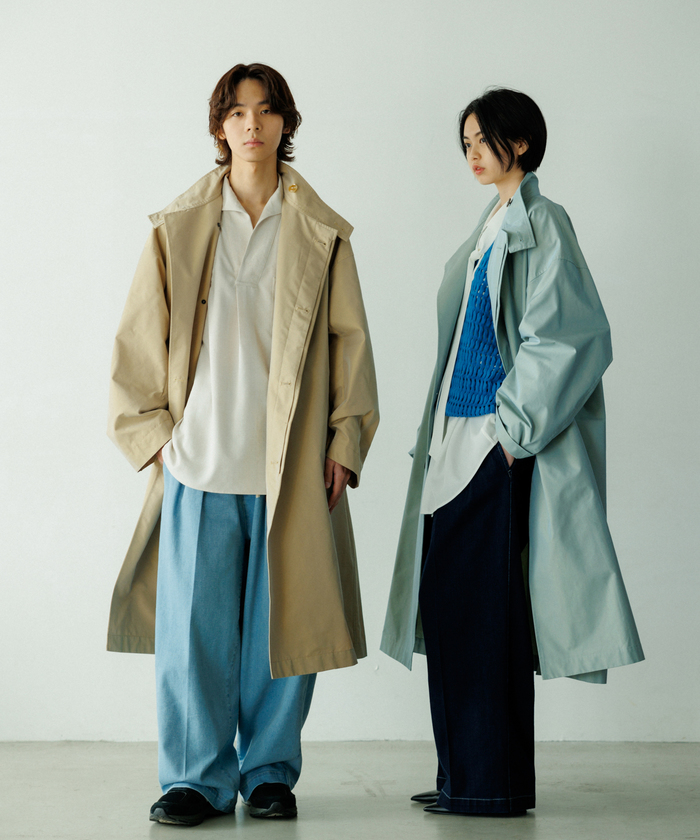 セール】【WEB限定】玉虫色 スタンドカラー オーバーコート セール】【WEB限定】玉虫色 スタンドカラー オーバーコート