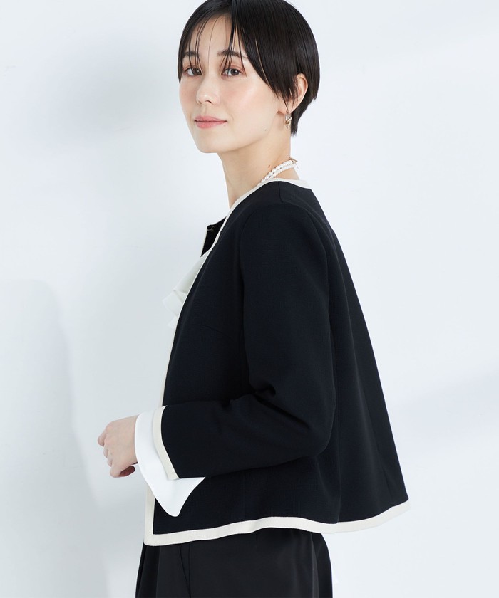 クーポン】【セール 30%OFF】◇【WEB限定】配色ノーカラー クーポン】【セール 30%OFF】◇【WEB限定】配色ノーカラー