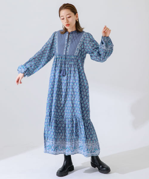 セール 50%OFF】MIXプリントオリエンタルコットンワンピース セール 50%OFF】MIXプリントオリエンタルコットンワンピース