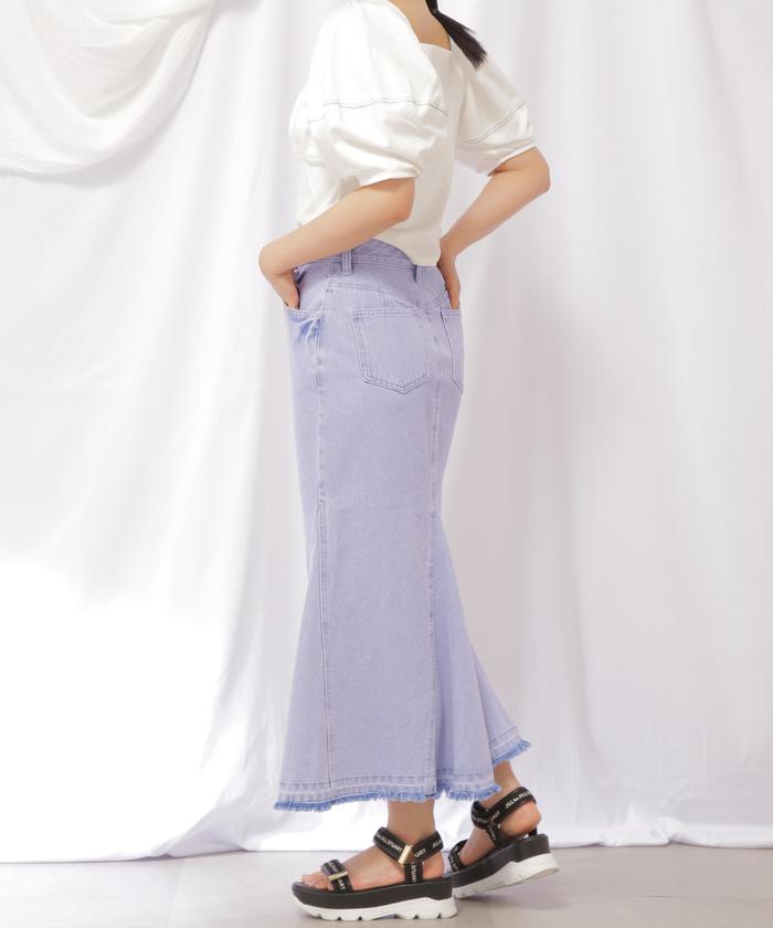 セール 20%OFF】リメイク風マーメイドロングデニムスカート セール 20%OFF】リメイク風マーメイドロングデニムスカート