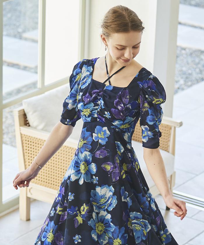 セール 60%OFF】ファンシーフラワーバストギャザーワンピース セール 60%OFF】ファンシーフラワーバストギャザーワンピース
