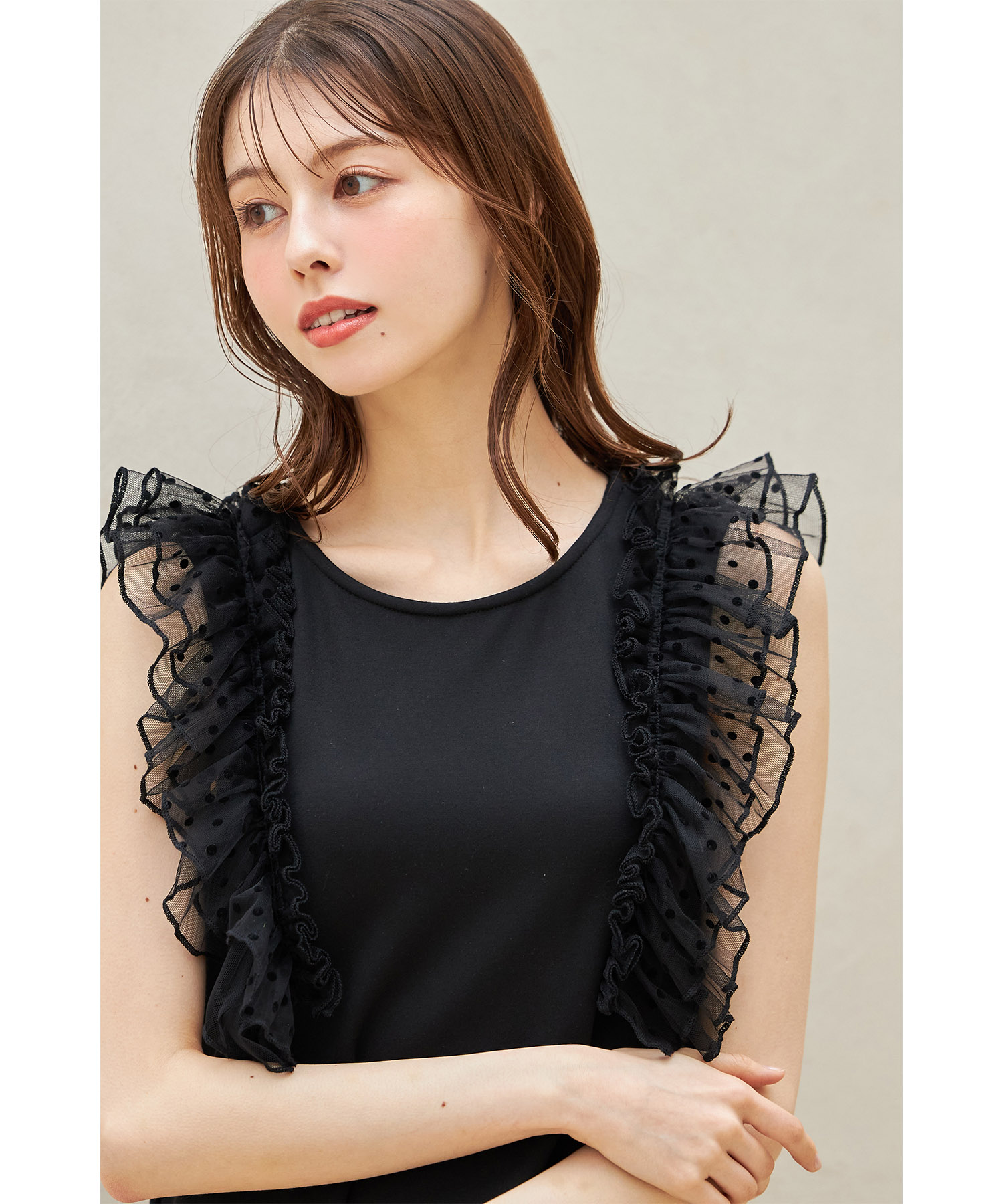 トッコクローゼット tocco closet ポケット付きドットチュール トッコクローゼット tocco closet ポケット付きドットチュール