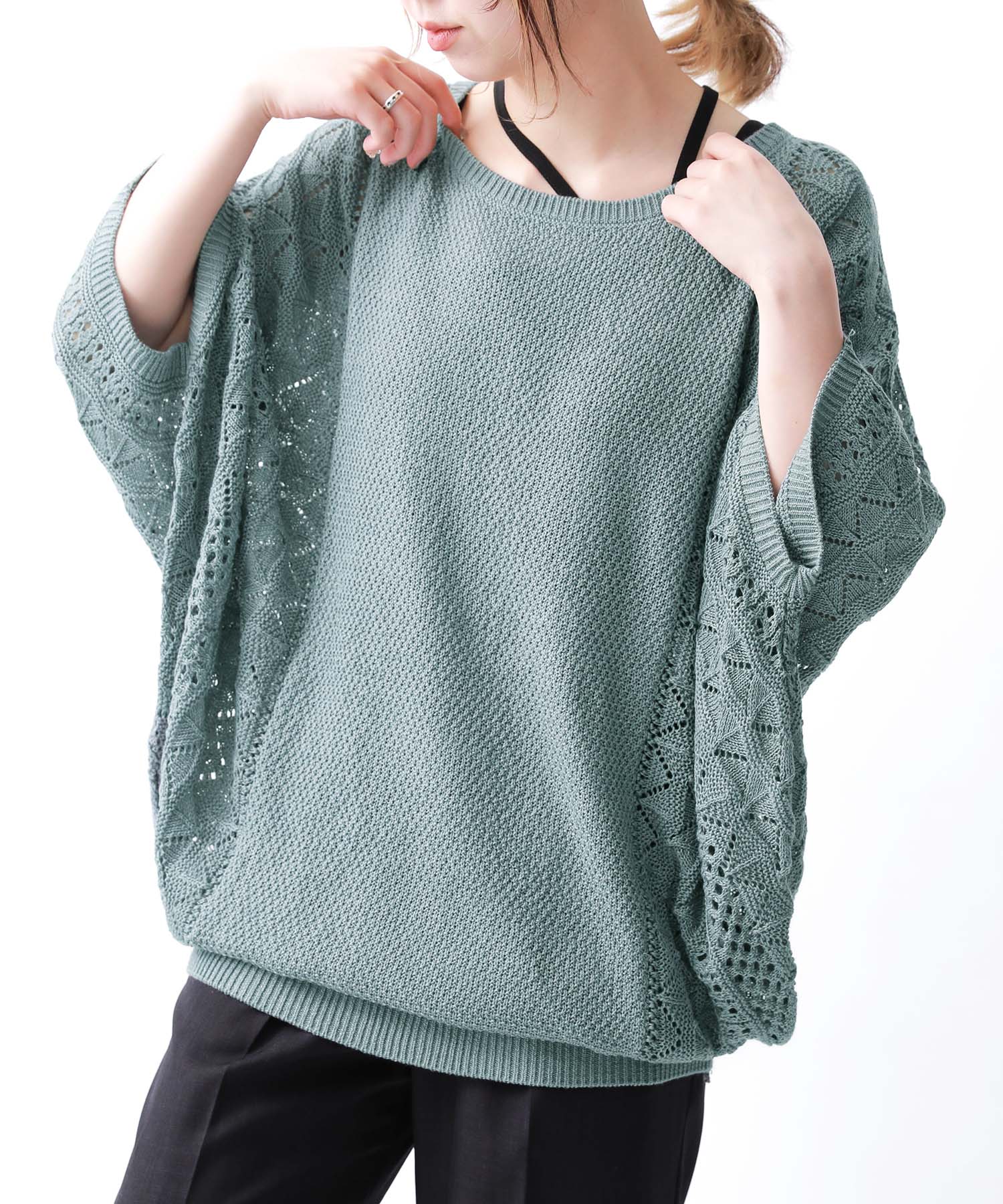オシャレウォーカー osharewalker 『透かし編み切替ドルマン オシャレウォーカー osharewalker 『透かし編み切替ドルマン