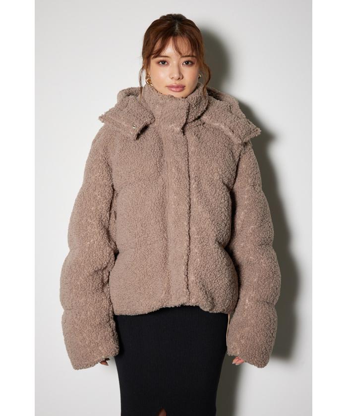 セール40%OFF】フード付きショートボアダウンジャケット セール40%OFF】フード付きショートボアダウンジャケット