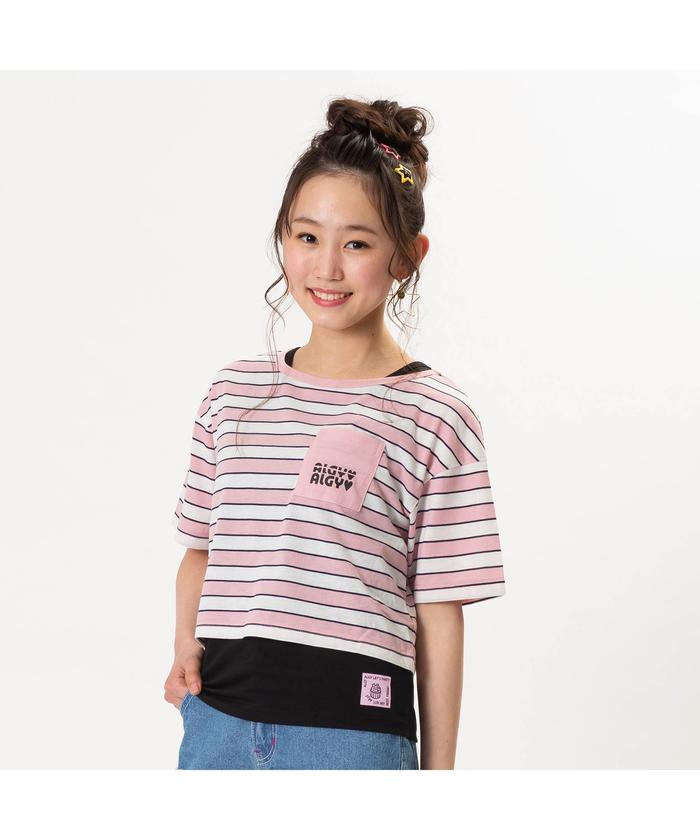 【セール】 9/11(水) 23:59で販売終了 マルチボーダーT＆タンクセット(502002563) | アルジー(ALGY) - d fashion