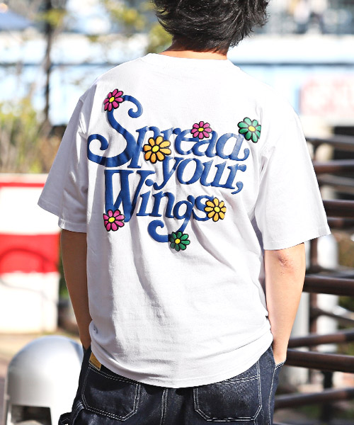 ラグスタイル LUXSTYLE ロゴフラワー発泡プリントTシャツ/T ラグスタイル LUXSTYLE ロゴフラワー発泡プリントTシャツ/T