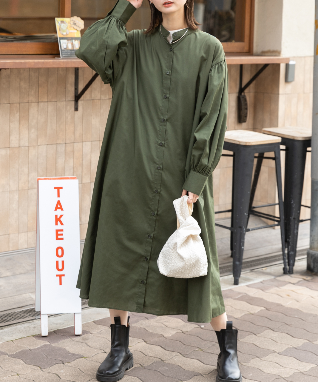 シャツワンピース(グリーン・カーキ・緑色)のファッション通販 シャツワンピース(グリーン・カーキ・緑色)のファッション通販