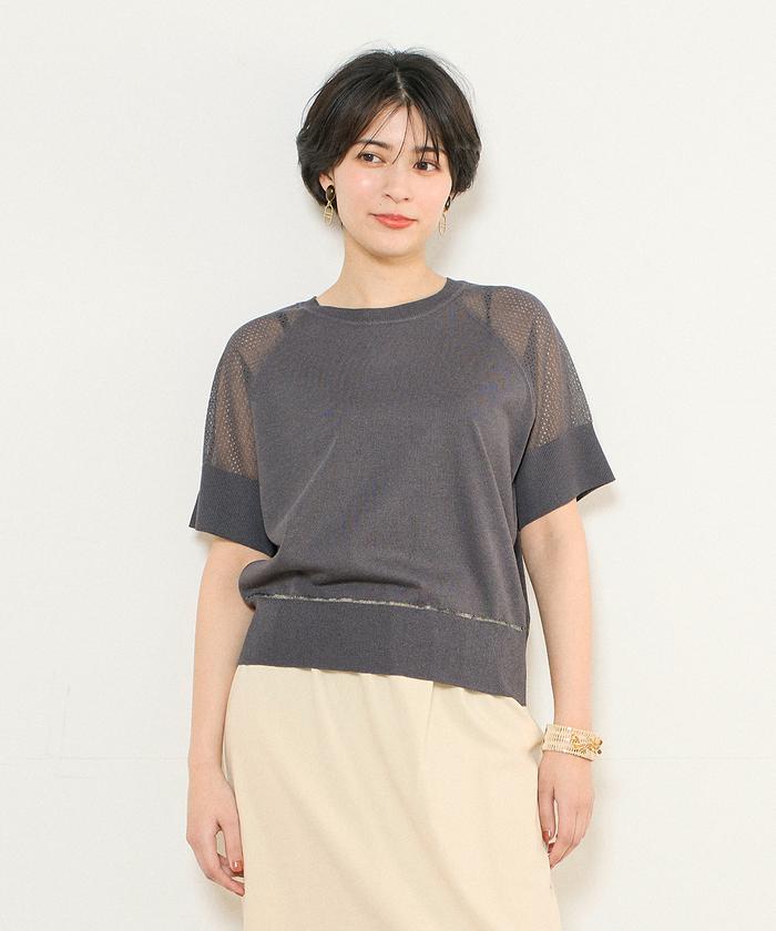 《INED CLARO》UVラグランメッシュプルオーバー(506183997) | イネド(INED) - d fashion
