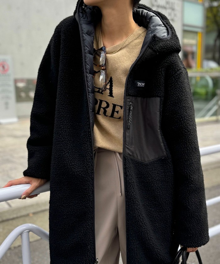 ◇【WEB限定】【TAION/タイオン】別注ボア×ダウンフードコート ◇【WEB限定】【TAION/タイオン】別注ボア×ダウンフードコート