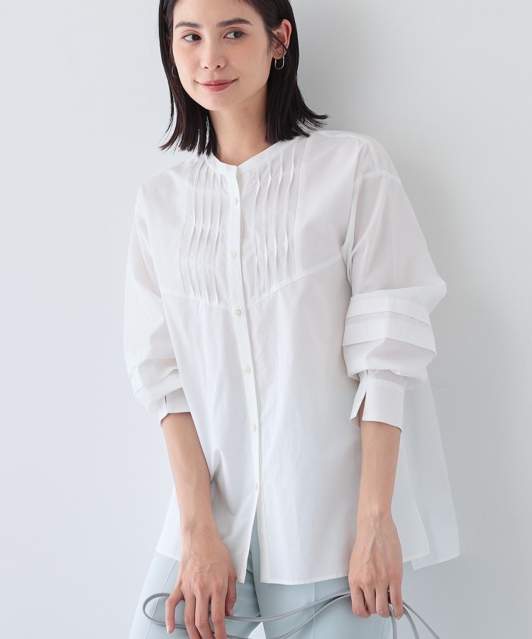 【セール】【UVケア／カラーストライプ柄】タックデザインブラウス(507839499) | インディヴィ(INDIVI) - d fashion