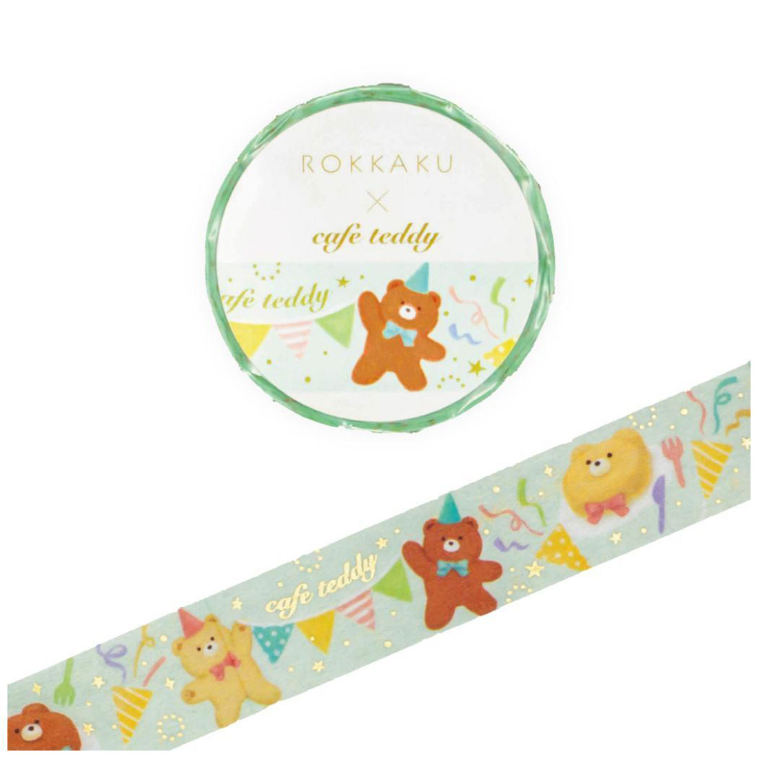 シネマコレクション cinemacollection ROKKAKU x cafe teddy マスキングテープ 15mm マステ パーティ フタバ テディベア(508359190 ...